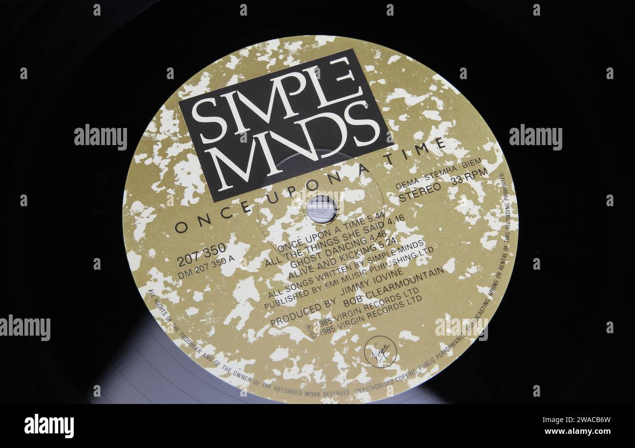 Viersen, Germany - May 9. 2023: Closeup of Simple Minds band vinyl ...