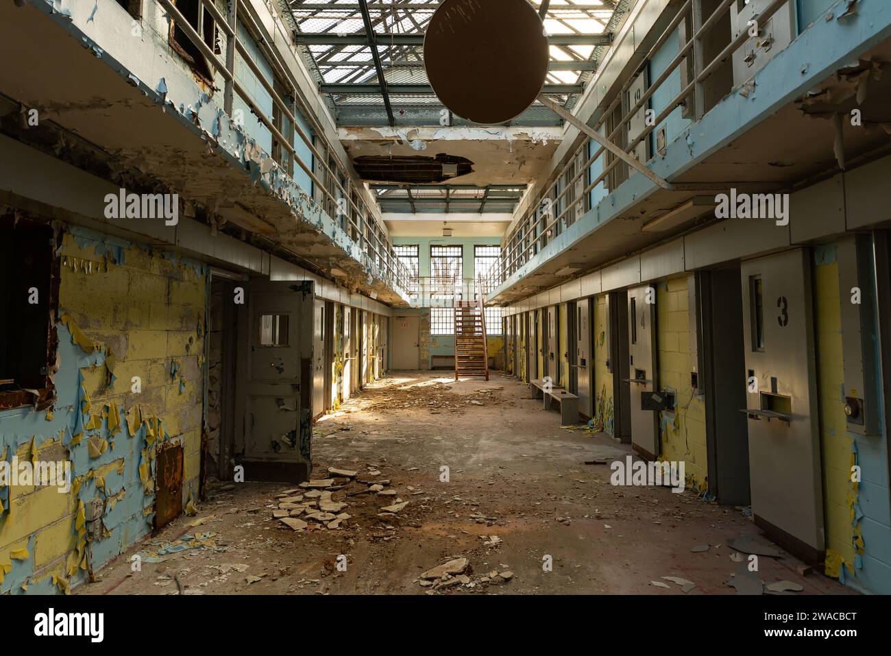 Interior of abandoned prison in Illinois, USA Stock Photo - Alamy