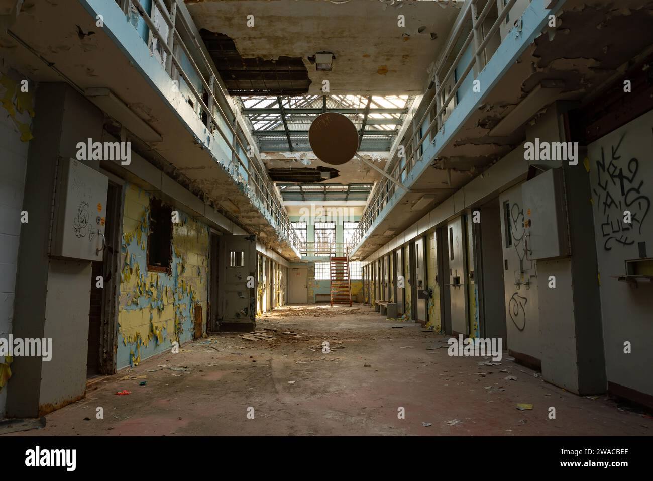Interior of abandoned prison in Illinois, USA Stock Photo - Alamy