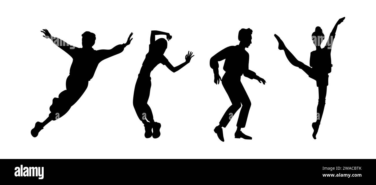 Group of young diverse happy dancers or men and women isolated on white ...