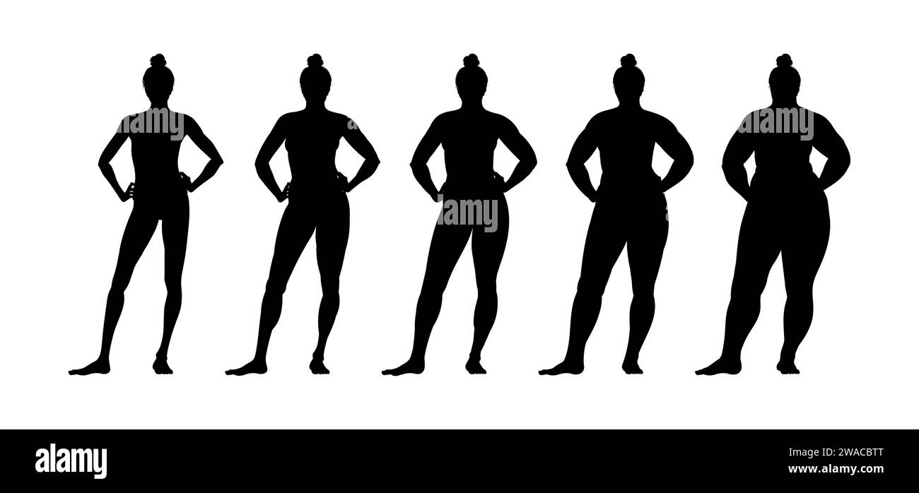 Body mass index vector illustration from underweight to extreme obesity ...