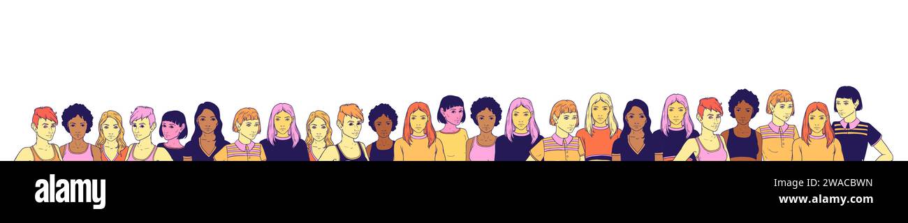 Group of diverse people. Crowd of friendly people. Different people ...