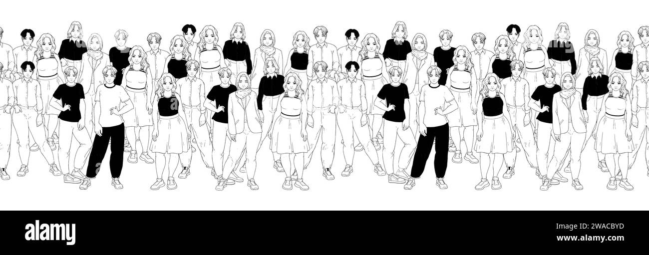 Group of diverse people. Crowd of friendly people. Different people ...