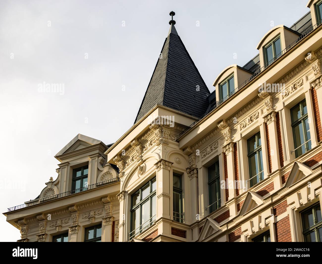 Old architecture with stucco on the exterior wall. Beautiful building ...