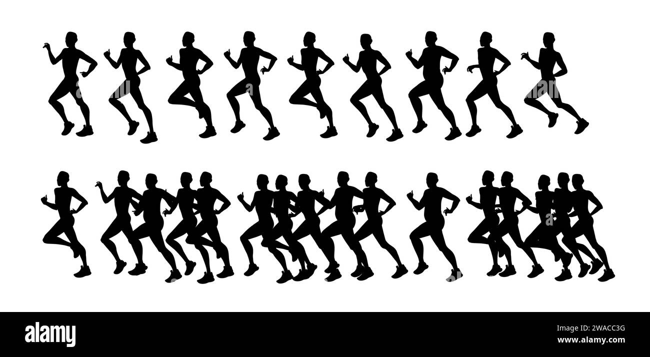 Set of silhouettes. Runners on sprint people. Running People Vector ...