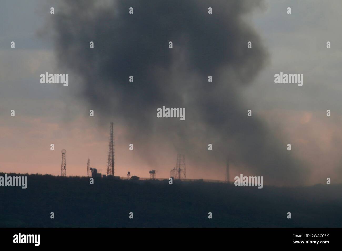 Chama, Lebanon. 3rd Jan, 2024. Smoke rises following an Israeli ...