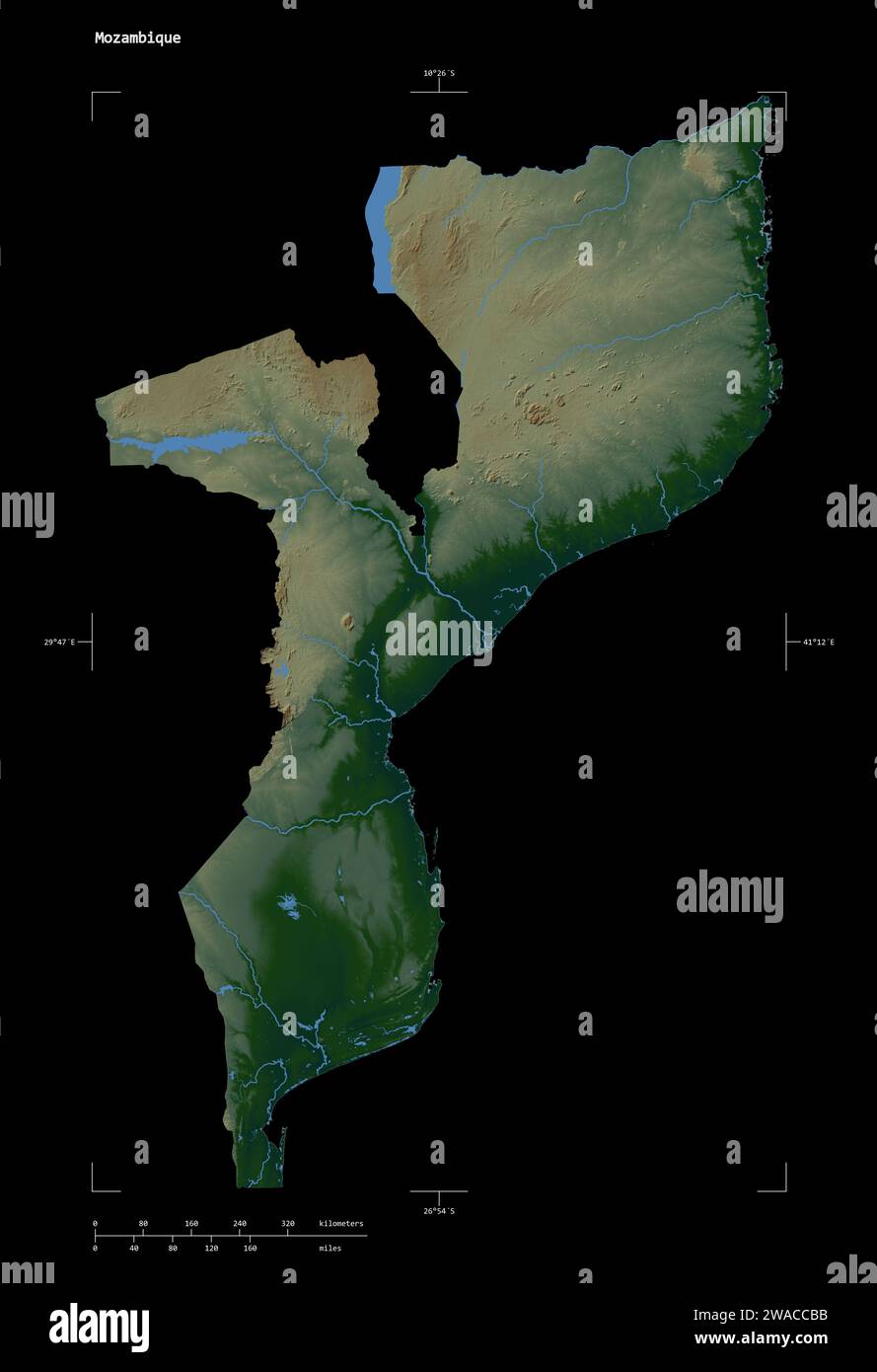 Shape of a Colored elevation map with lakes and rivers of the ...