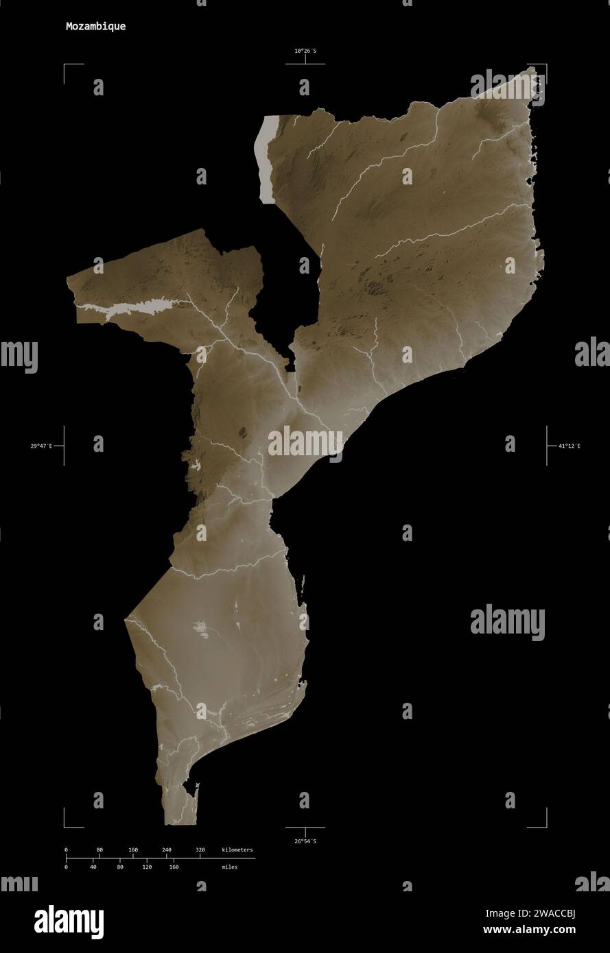 Mozambique map zoom border sepia hi-res stock photography and images - Alamy