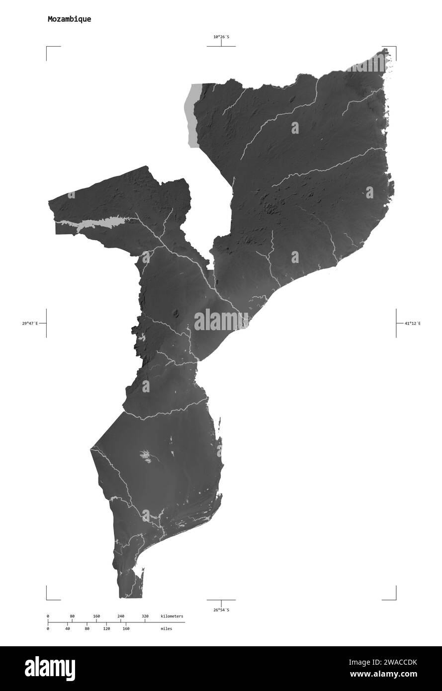 Shape of a Grayscale elevation map with lakes and rivers of the ...