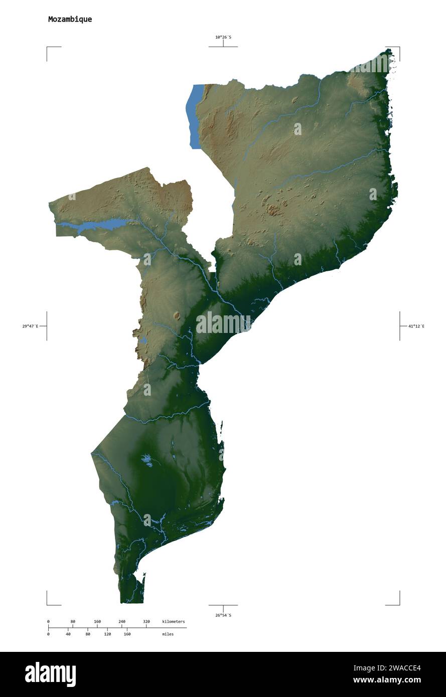 Shape of a Colored elevation map with lakes and rivers of the ...