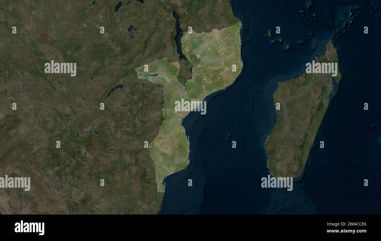 Mozambique highlighted on a high resolution satellite map Stock Photo ...