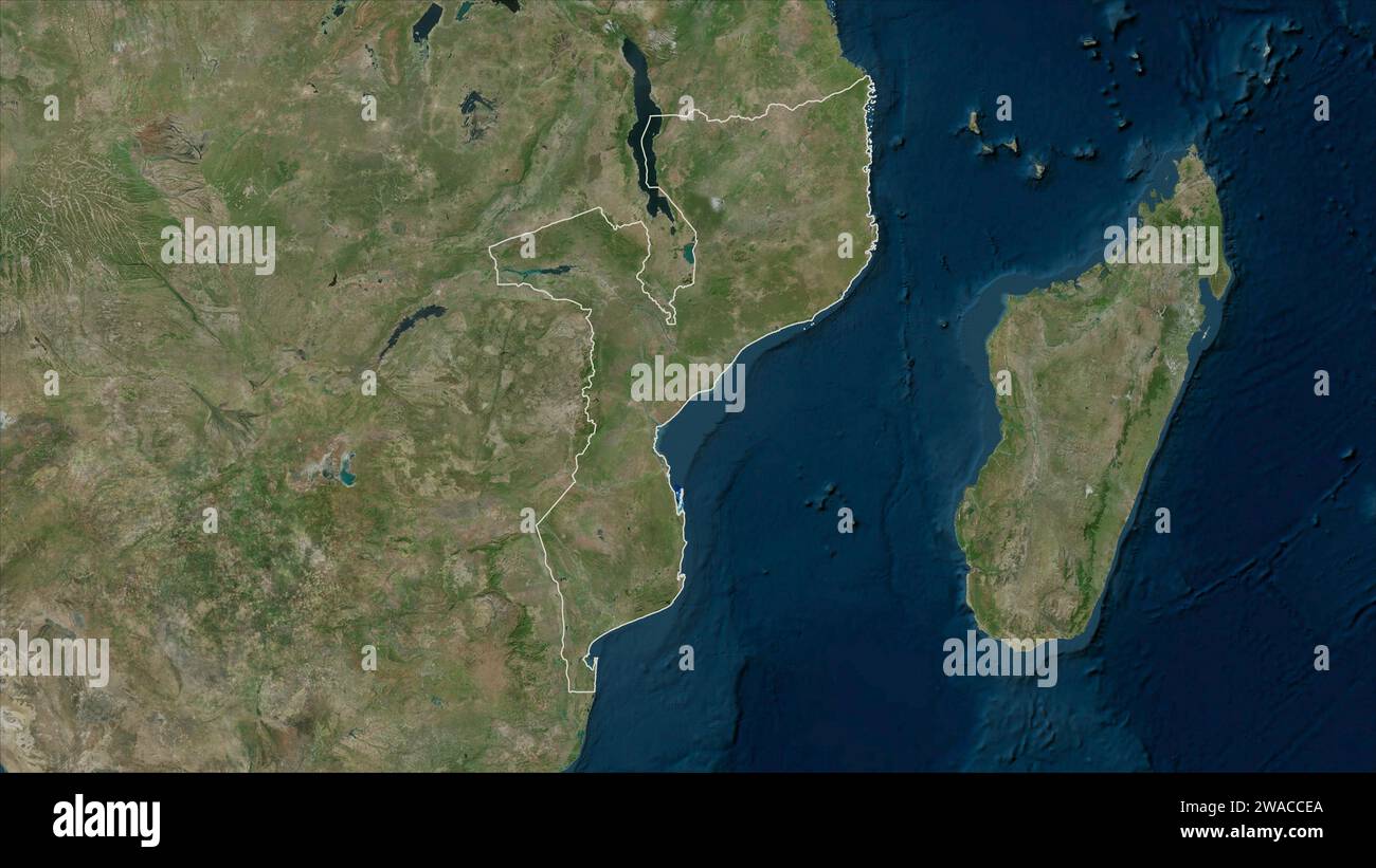 Mozambique outlined on a high resolution satellite map Stock Photo - Alamy