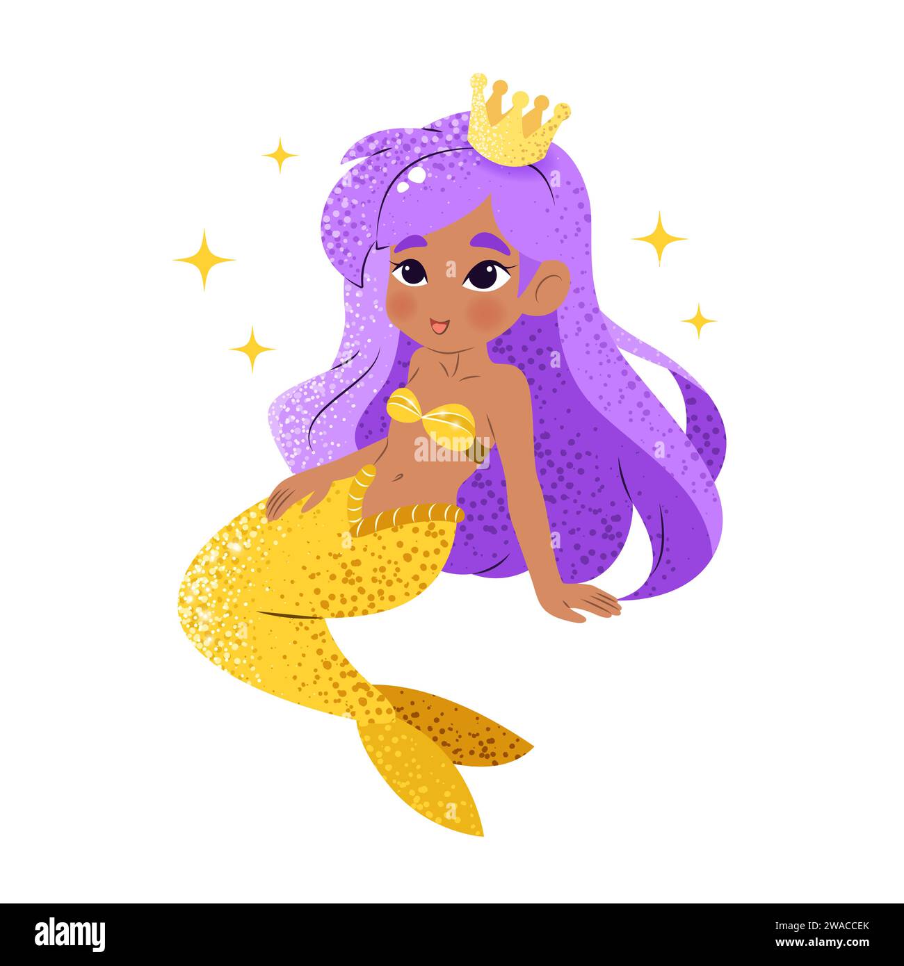 Cute little mermaid in flat style. Vector illustration Stock Vector ...