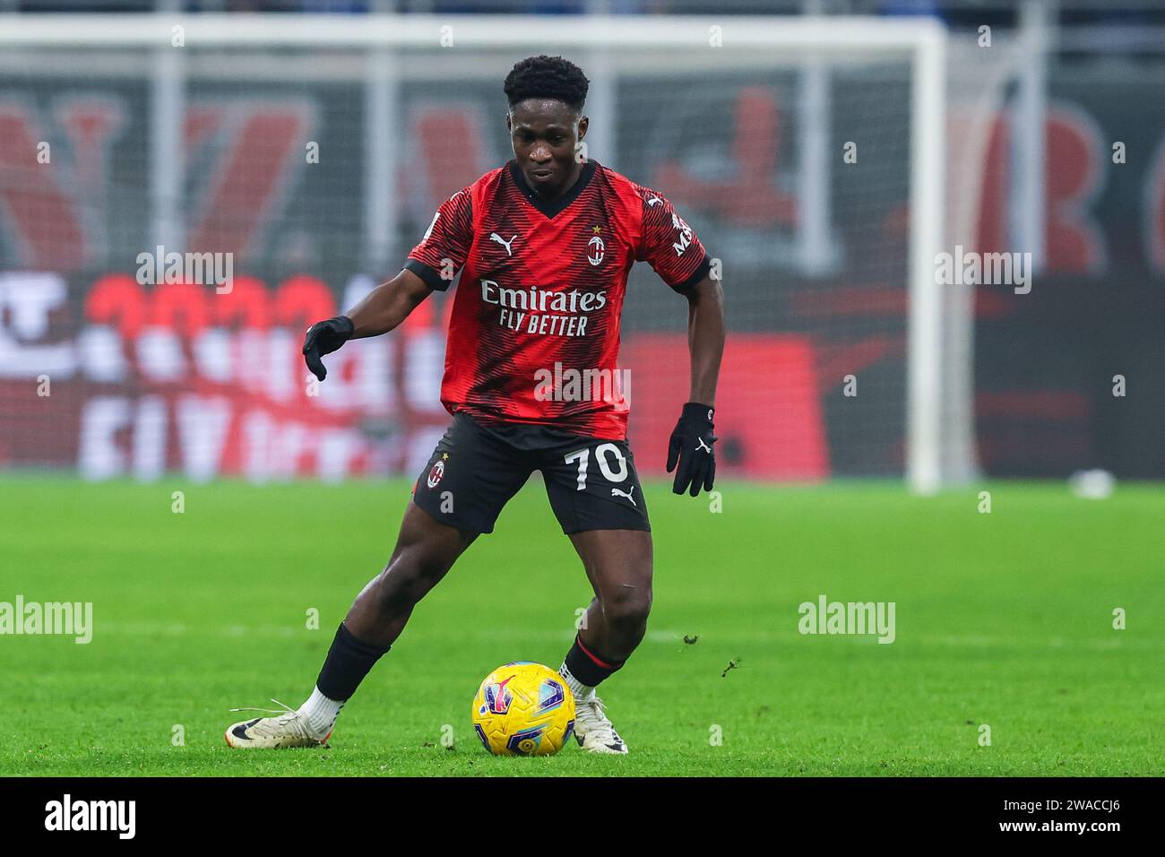 Chaka Traore of AC Milan seen in action during Coppa Italia 2023/24 ...