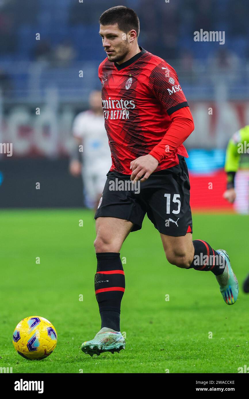 Luka Jovic of AC Milan seen in action during Coppa Italia 2023/24 ...