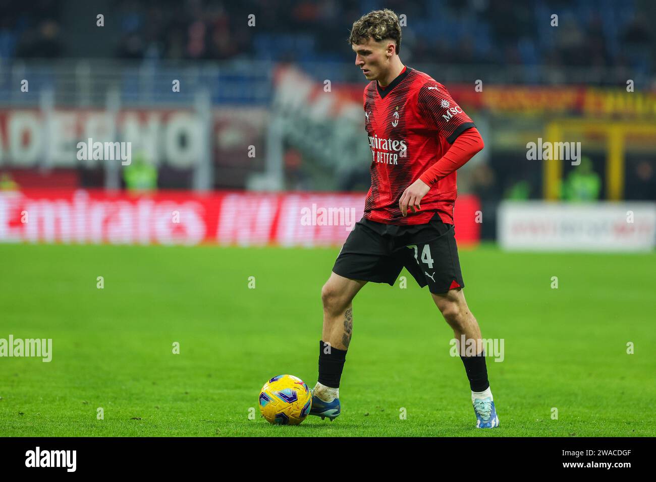 Milan, Italy. 02nd Jan, 2024. Alejandro Jimenez of AC Milan seen in action during Coppa Italia ...