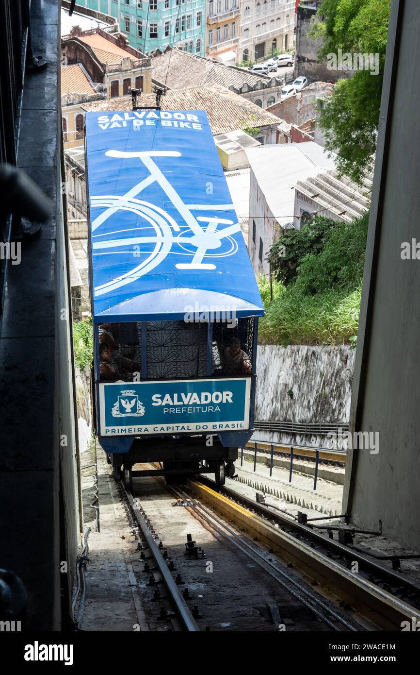 Salvador, Bahia, Brazil - March 07, 2015: Cable car that connects ...