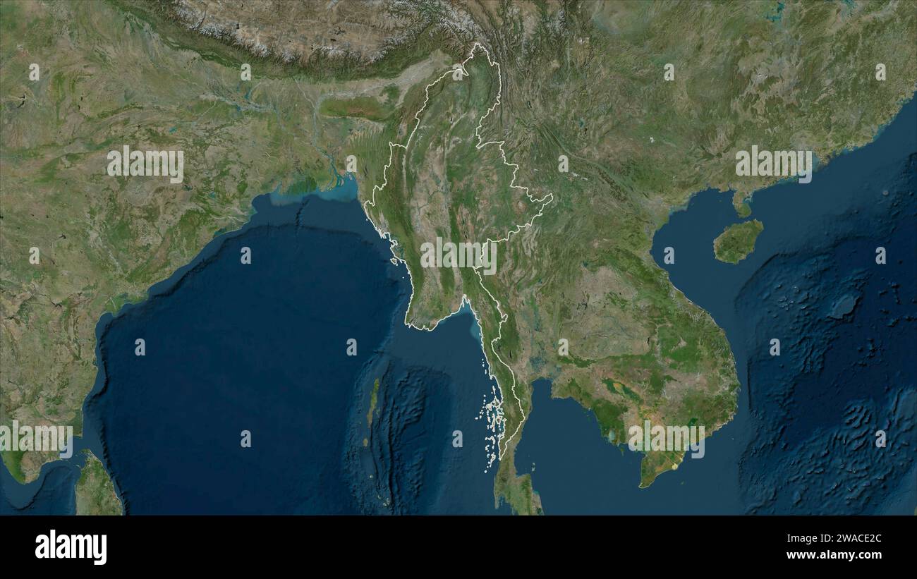Myanmar outlined on a high resolution satellite map Stock Photo - Alamy