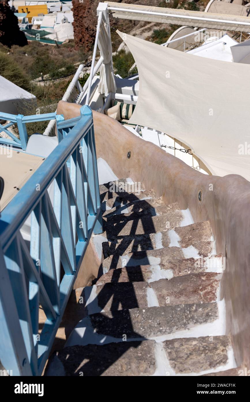 Narrow stone steps, a traditional piece of architecture on the island ...