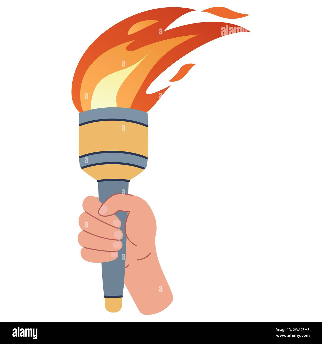 Hand holding a torch. Sport symbol, flat vector illustration design ...