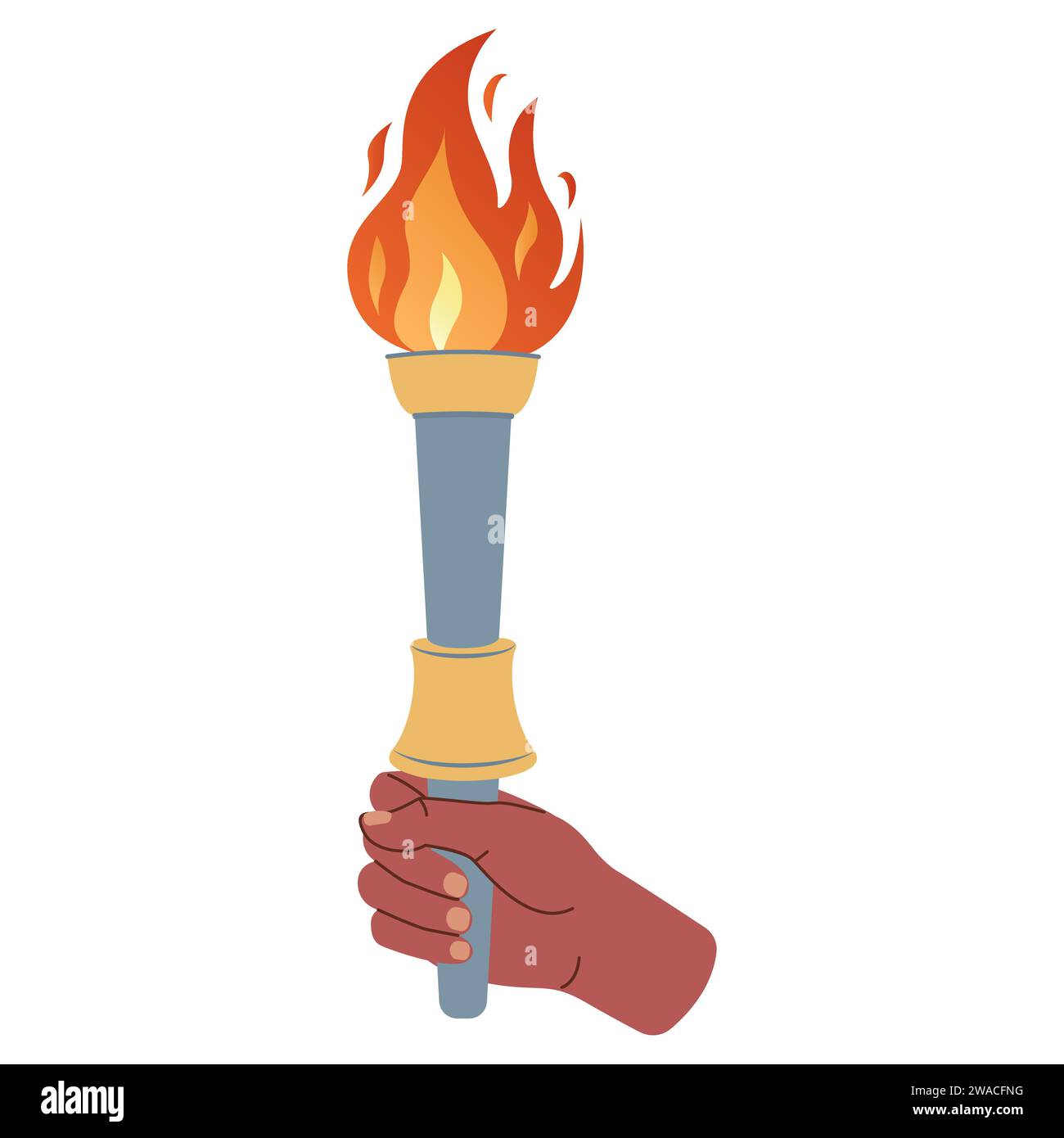 Hand holding a torch. Sport symbol, flat vector illustration design ...