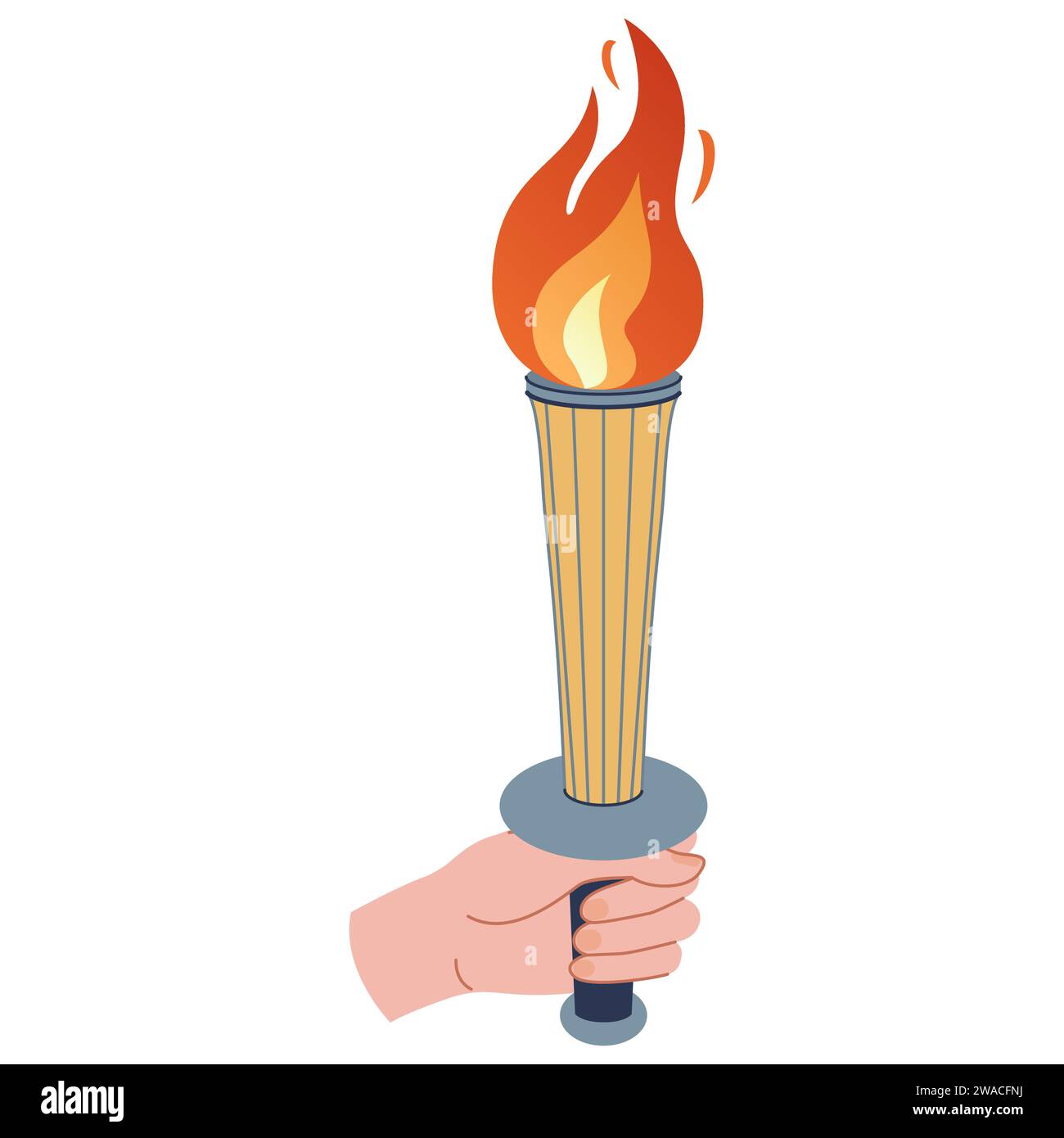Hand holding a torch. Sport symbol, flat vector illustration design ...