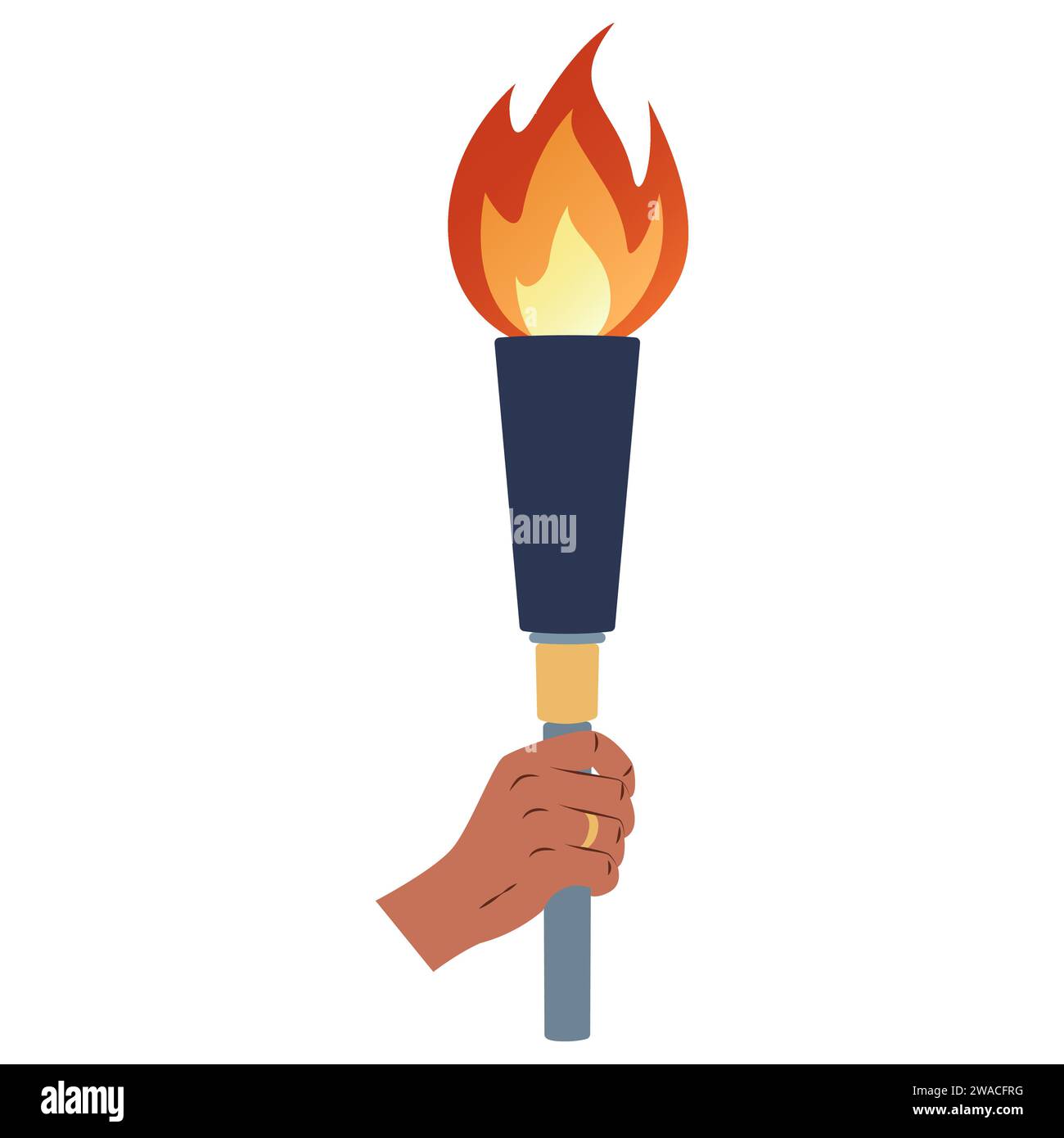 Hand holding a torch. Sport symbol, flat vector illustration design ...