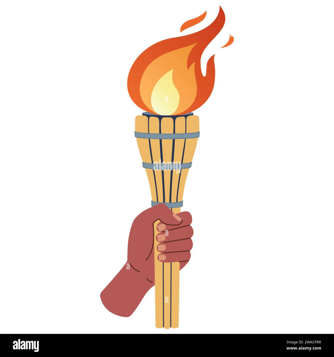 Hand holding a torch. Sport symbol, flat vector illustration design ...