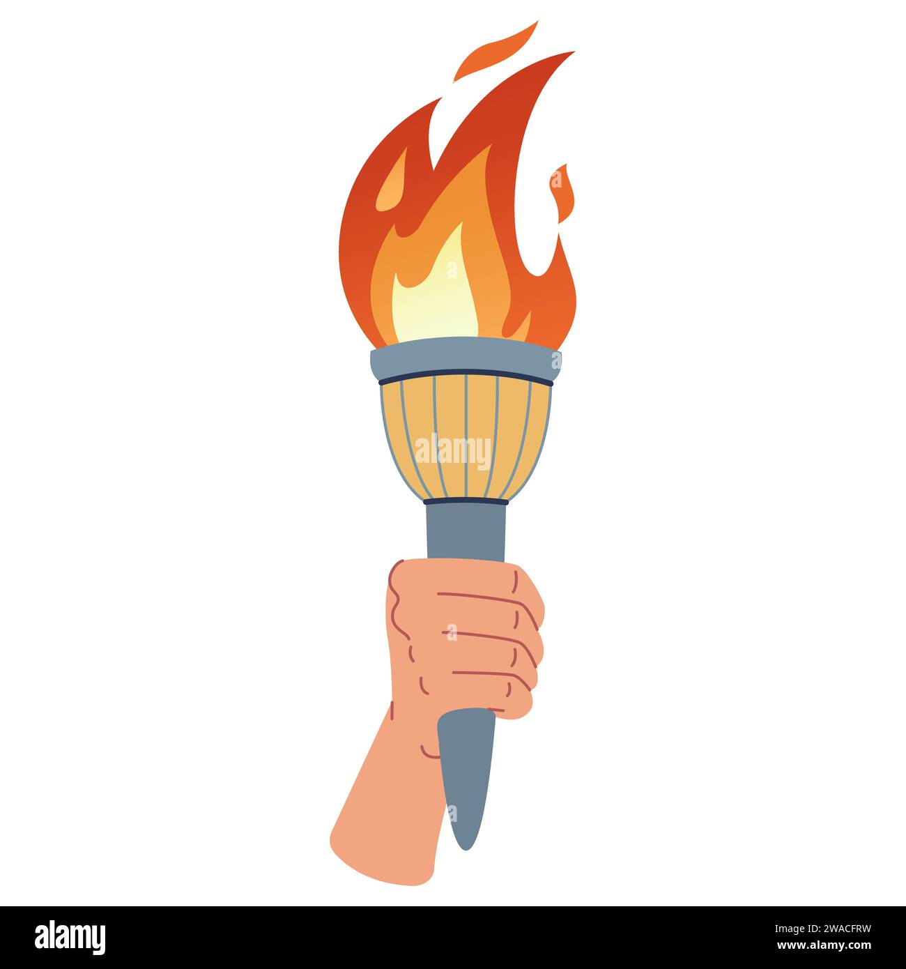 Hand holding a torch. Sport symbol, flat vector illustration design ...
