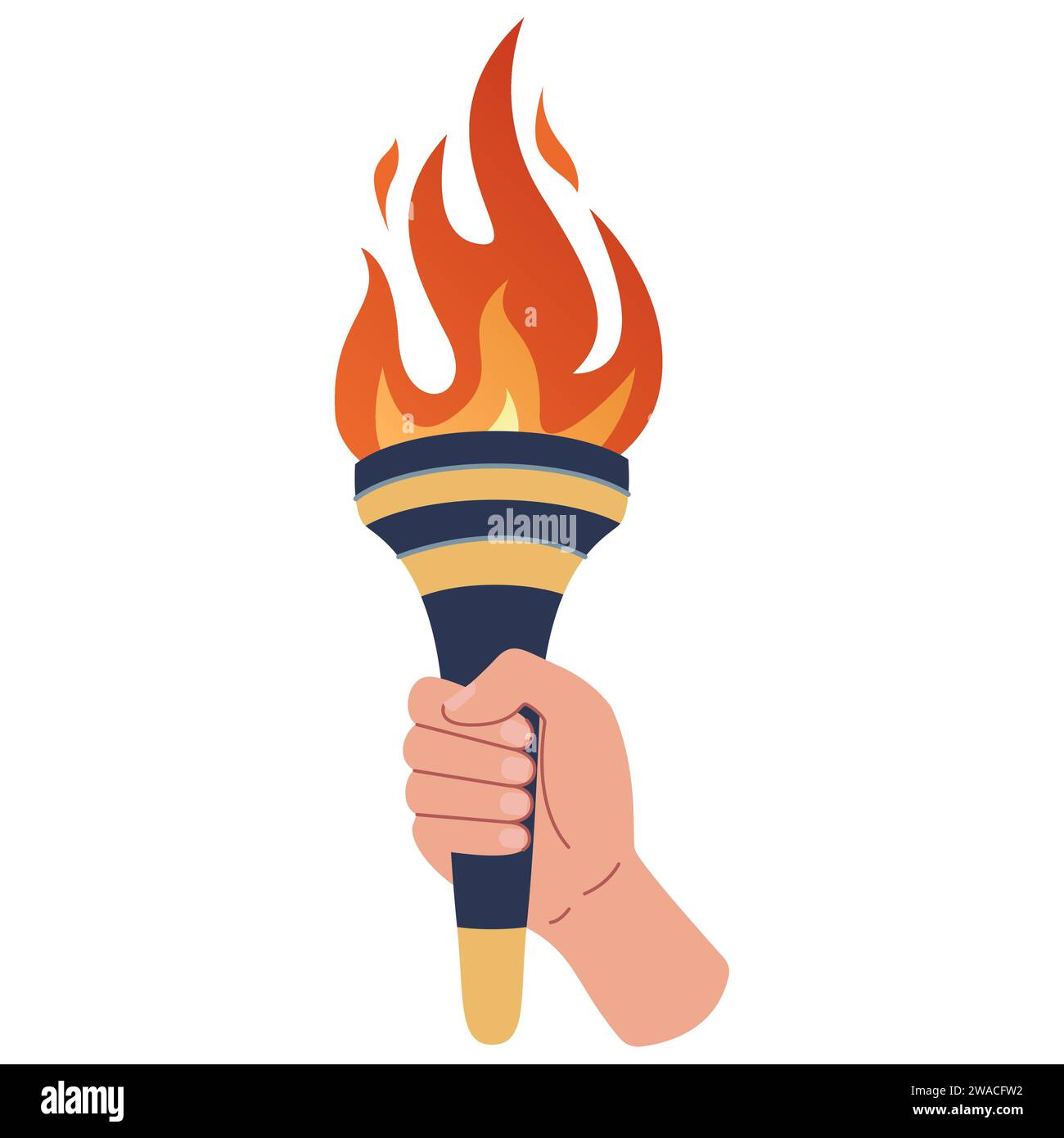 Hand holding a torch. Sport symbol, flat vector illustration design ...