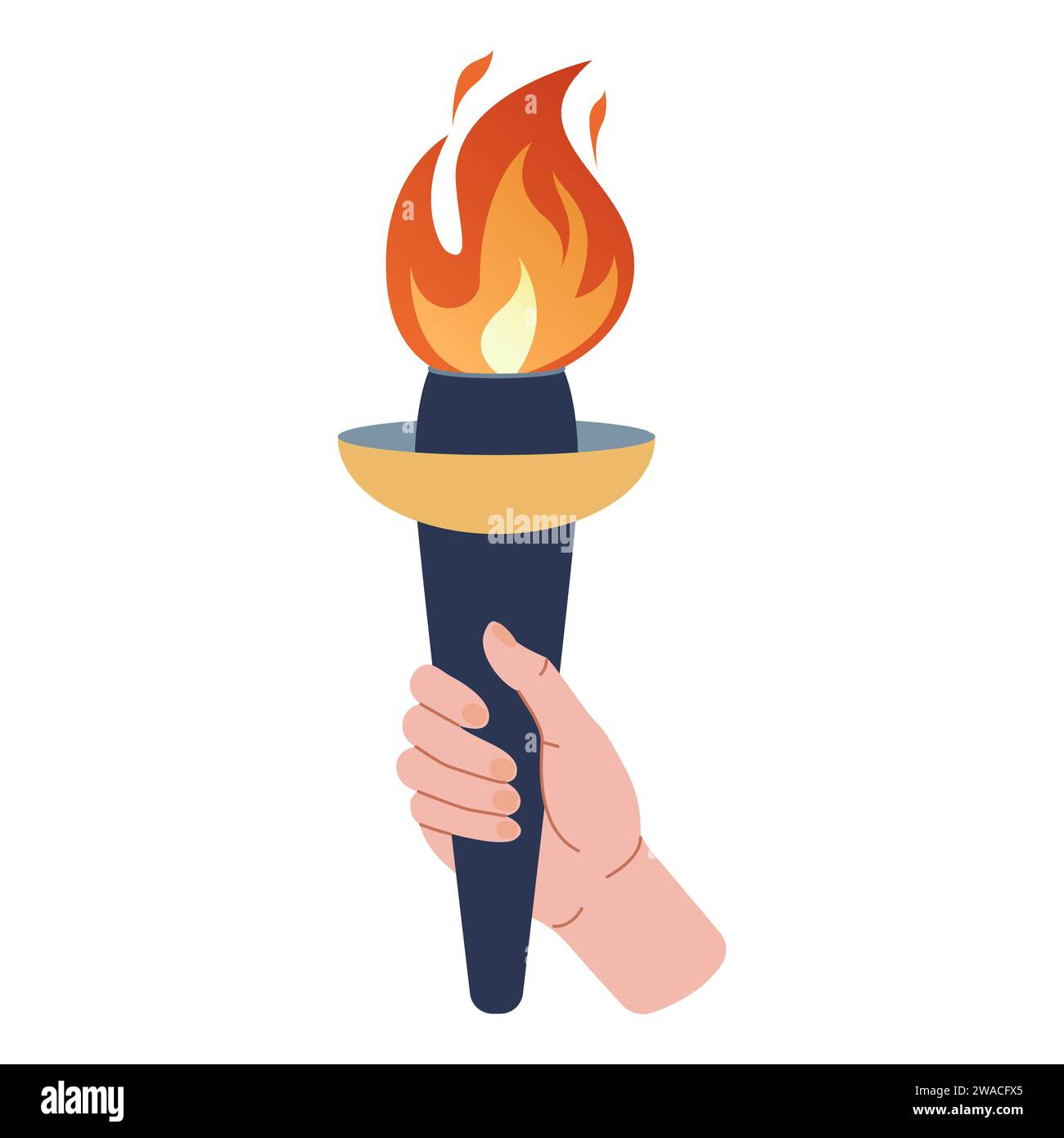 Hand holding a torch. Sport symbol, flat vector illustration design ...