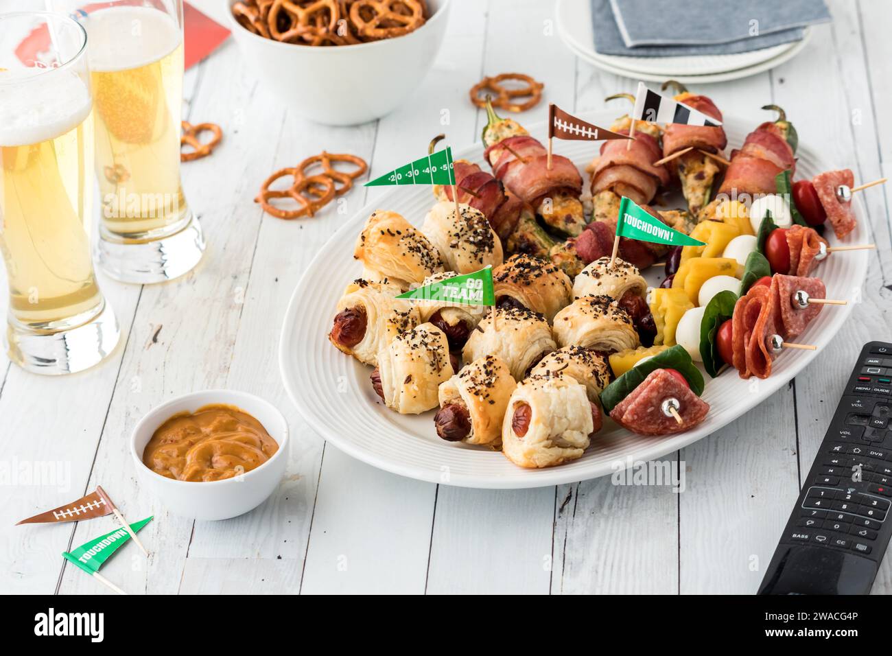 A platter of assorted game day appetizers ready for sharing Stock Photo ...