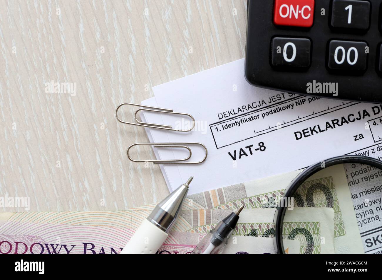 Declaration for tax on goods and services VAT-8 form on accountant ...