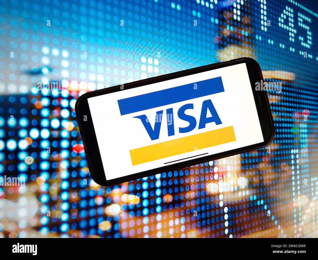 Konskie, Poland - January 03, 2024: Visa company logo displayed on ...