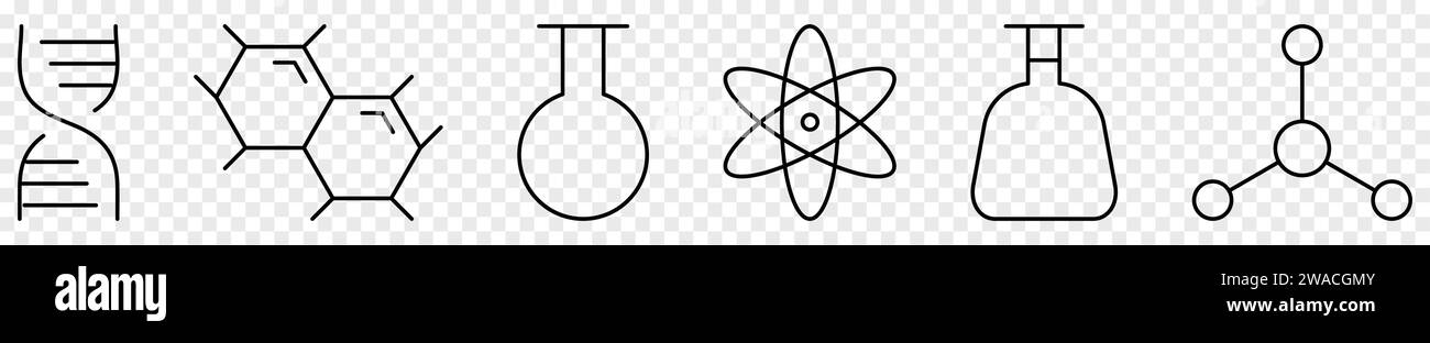 Collection of chemistry outline icons. Vector illustration isolated on ...