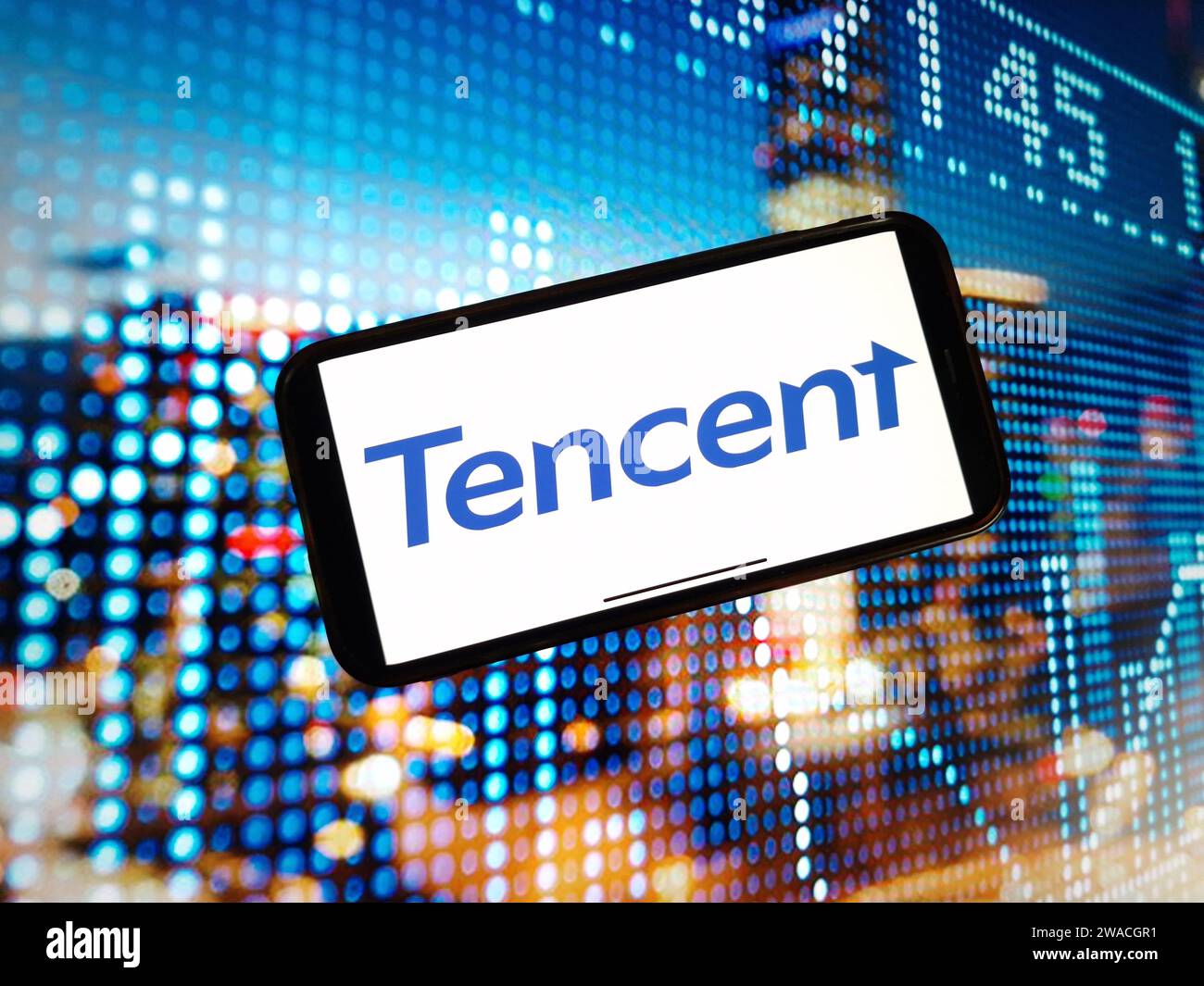Konskie, Poland - January 03, 2024: Tencent company logo displayed on ...