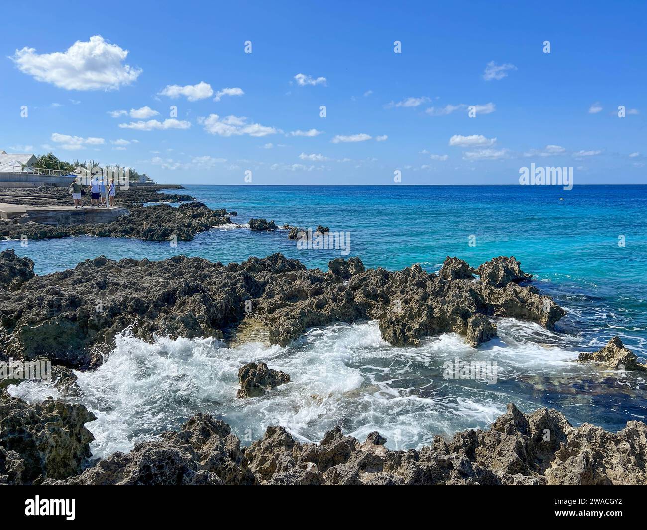 Georgetown, Cayman Islands - January 25, 2023: The clear blue ocean off ...