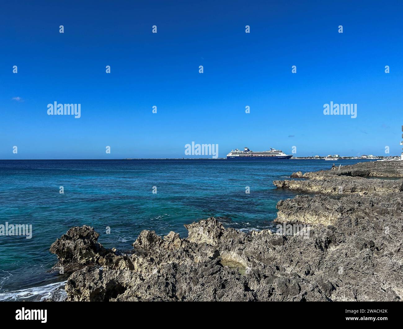 Georgetown, Cayman Islands: January 22, 2023: A view of the ocean from ...