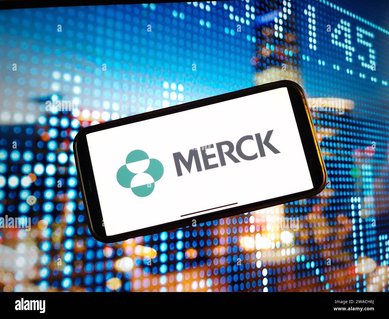 Konskie, Poland - January 03, 2024: Merck Group company logo displayed ...