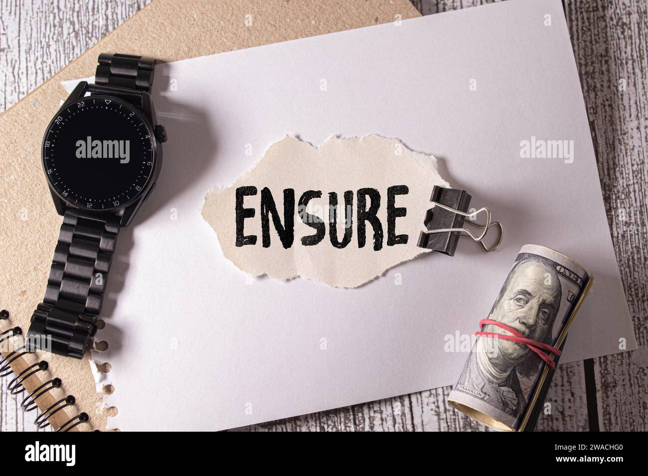 Alphabet letter block in word ensure on wooden background Stock Photo ...