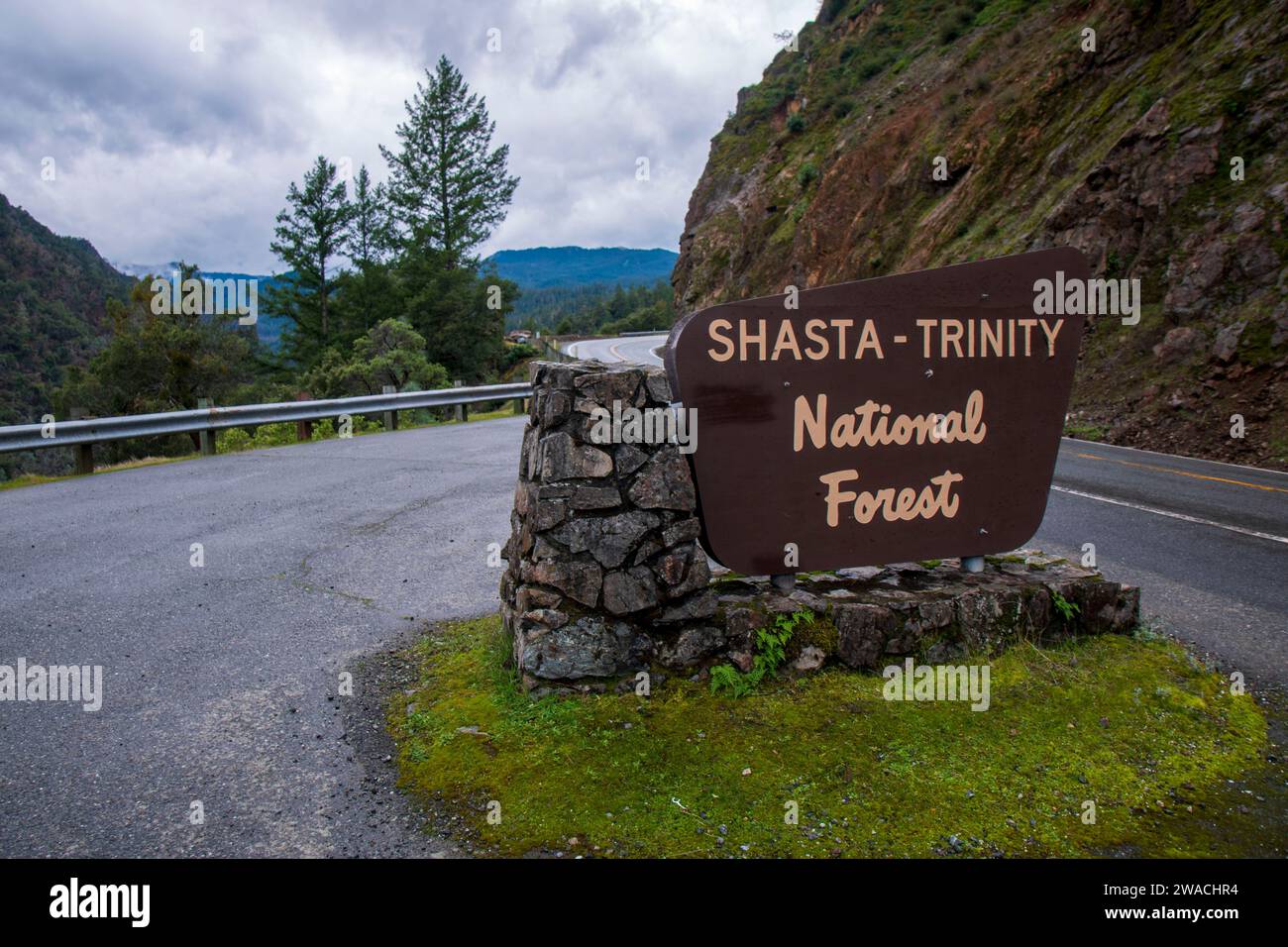 State Route 299 meanders along the Trinity River in Trinity County, CA ...