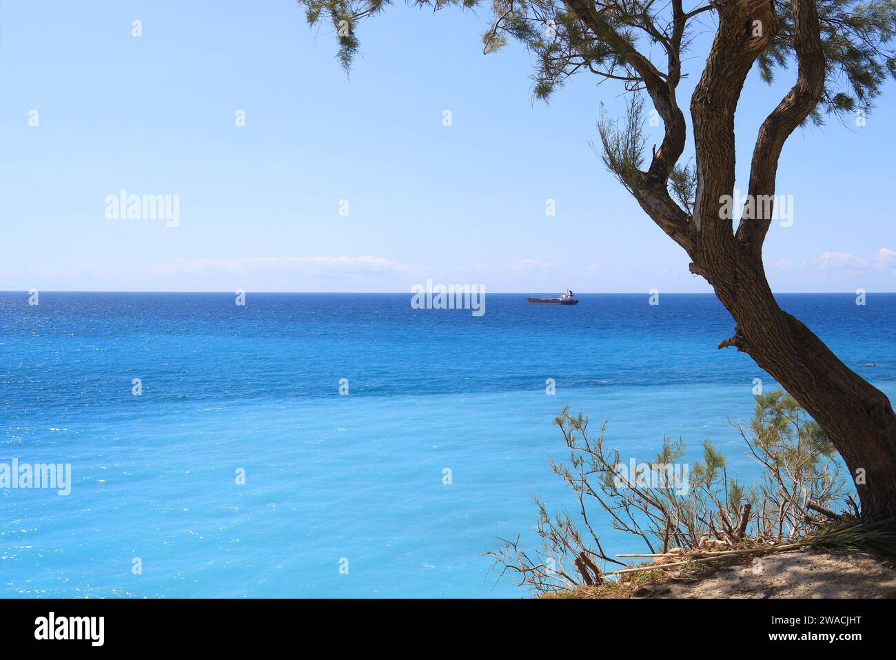A cargo ship in the Mediterranean sea, Byblos, Lebanon Stock Photo - Alamy