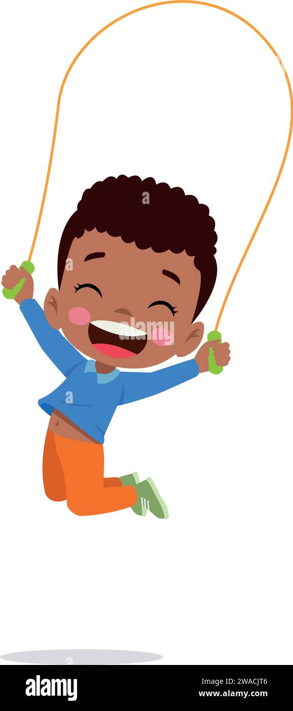 cute and happy kids jumping rope Stock Vector Image & Art - Alamy