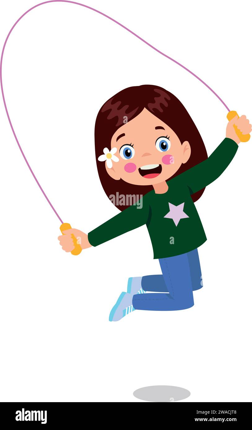 cute and happy kids jumping rope Stock Vector Image & Art - Alamy