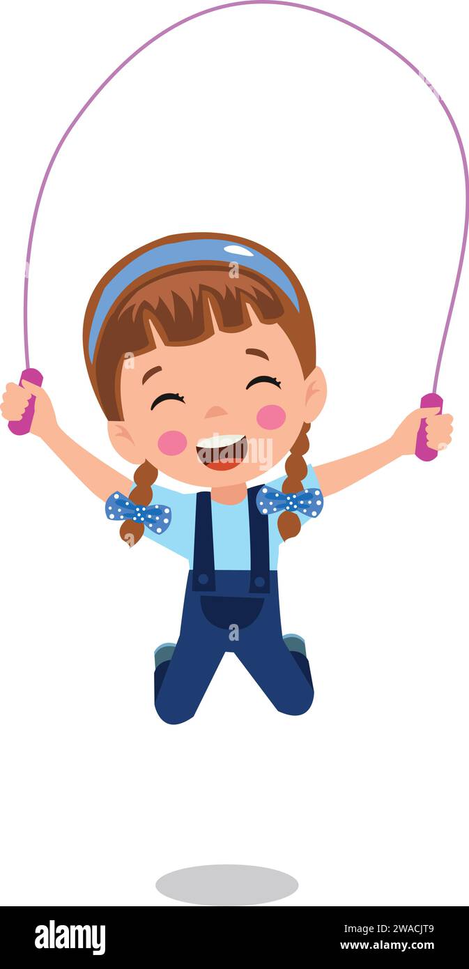 cute and happy kids jumping rope Stock Vector Image & Art - Alamy
