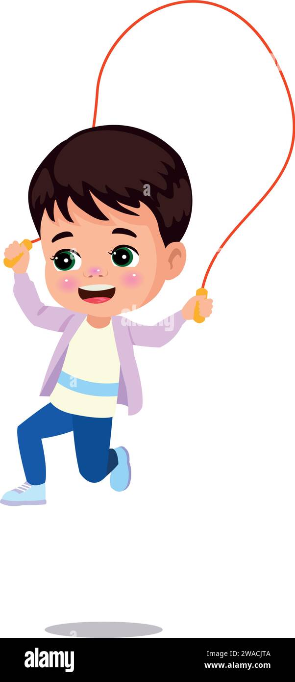 cute and happy kids jumping rope Stock Vector Image & Art - Alamy