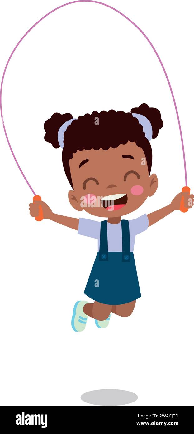 cute and happy kids jumping rope Stock Vector Image & Art - Alamy