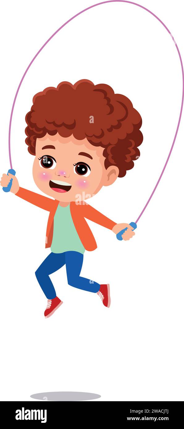 cute and happy kids jumping rope Stock Vector Image & Art - Alamy