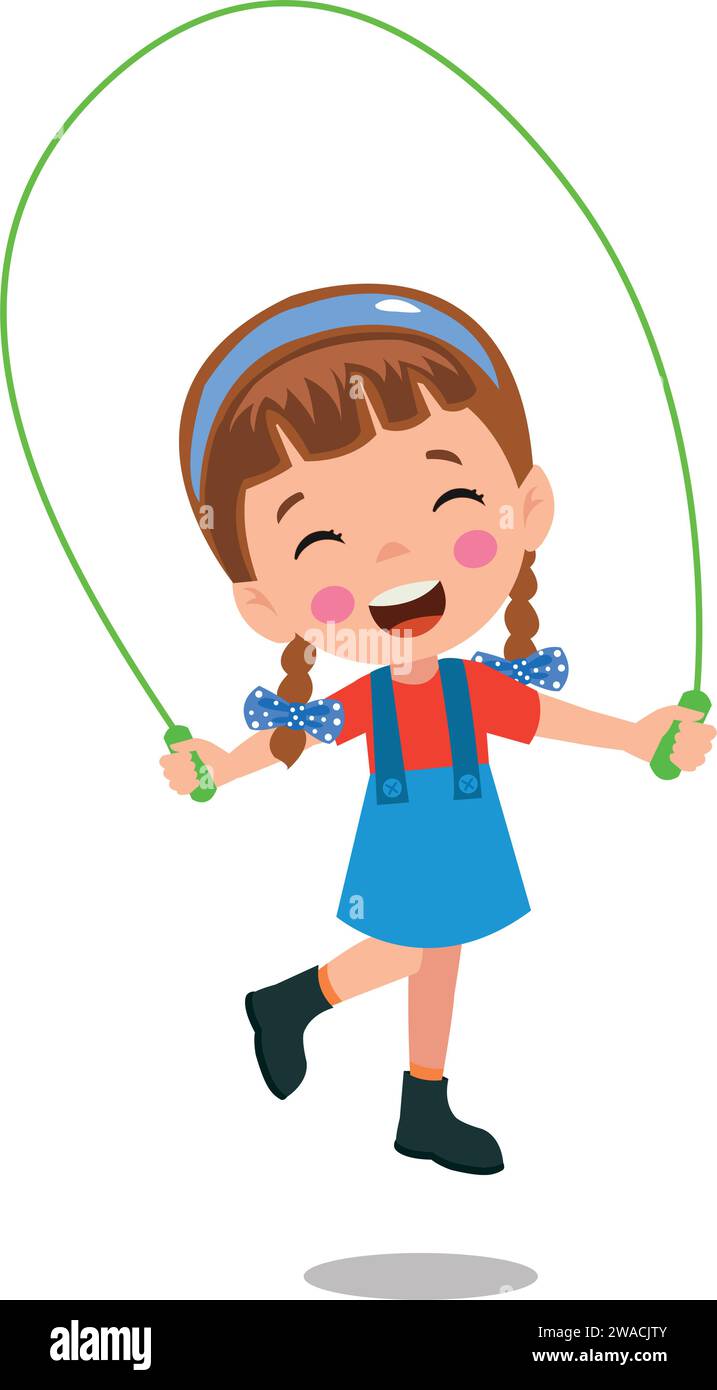 cute and happy kids jumping rope Stock Vector Image & Art - Alamy