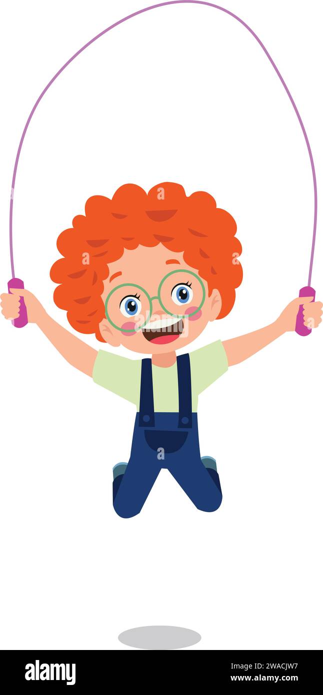 cute and happy kids jumping rope Stock Vector Image & Art - Alamy